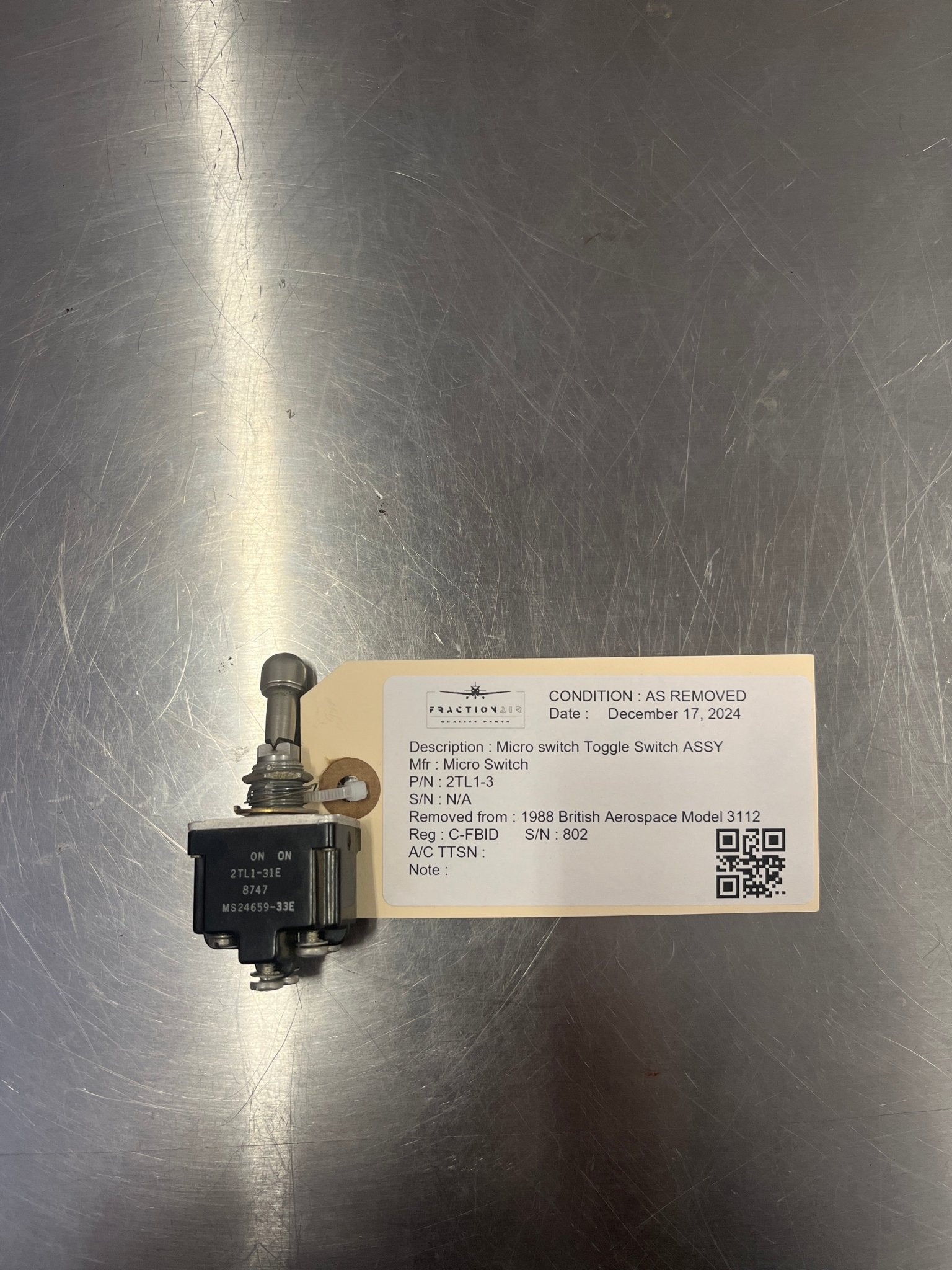 2TL1-3 Micro switch Toggle Switch ASSY - FractionAIR Parts