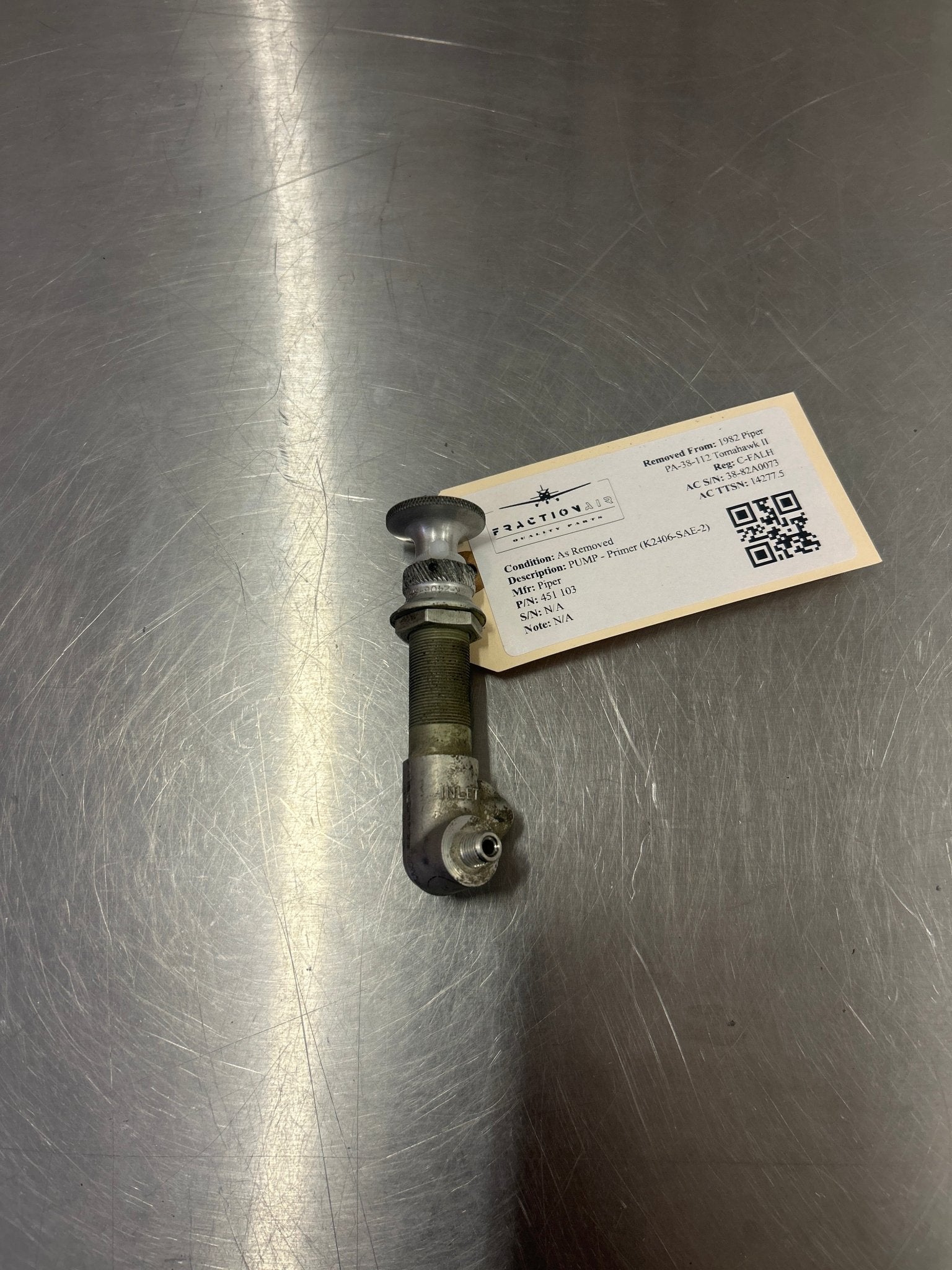 61964-02 Piper HANDLE ASSEMBLY - Fuel selector w/ Panel - FractionAIR Parts