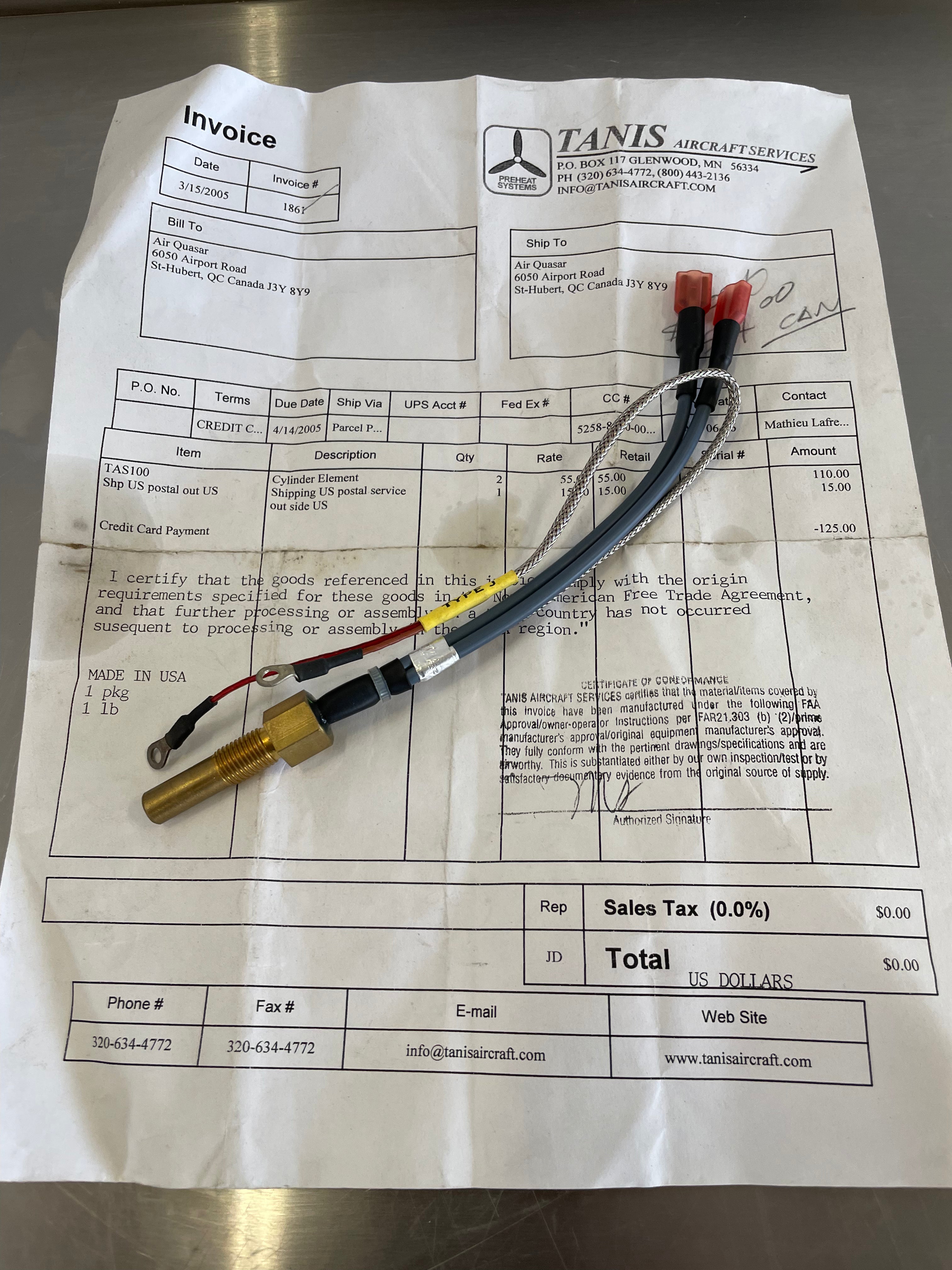 Cylinder Element TAS100 - FractionAIR Parts