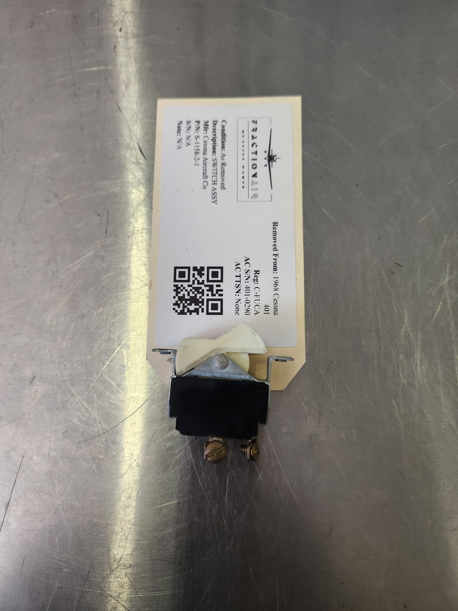 S‑1158‑2‑1 Cessna Aircraft Co SWITCH ASSY - FractionAIR Parts